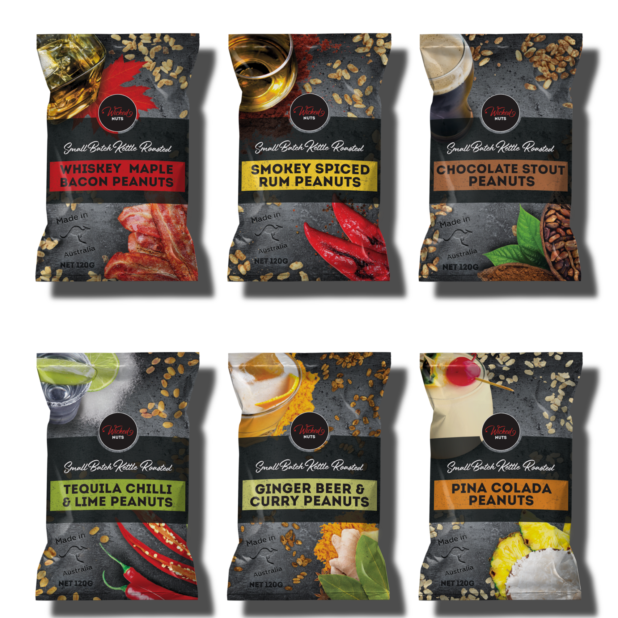 Wicked Nuts Kettle Roasted Gourmet Peanuts 120 Gram | Craft Brew & BBQ